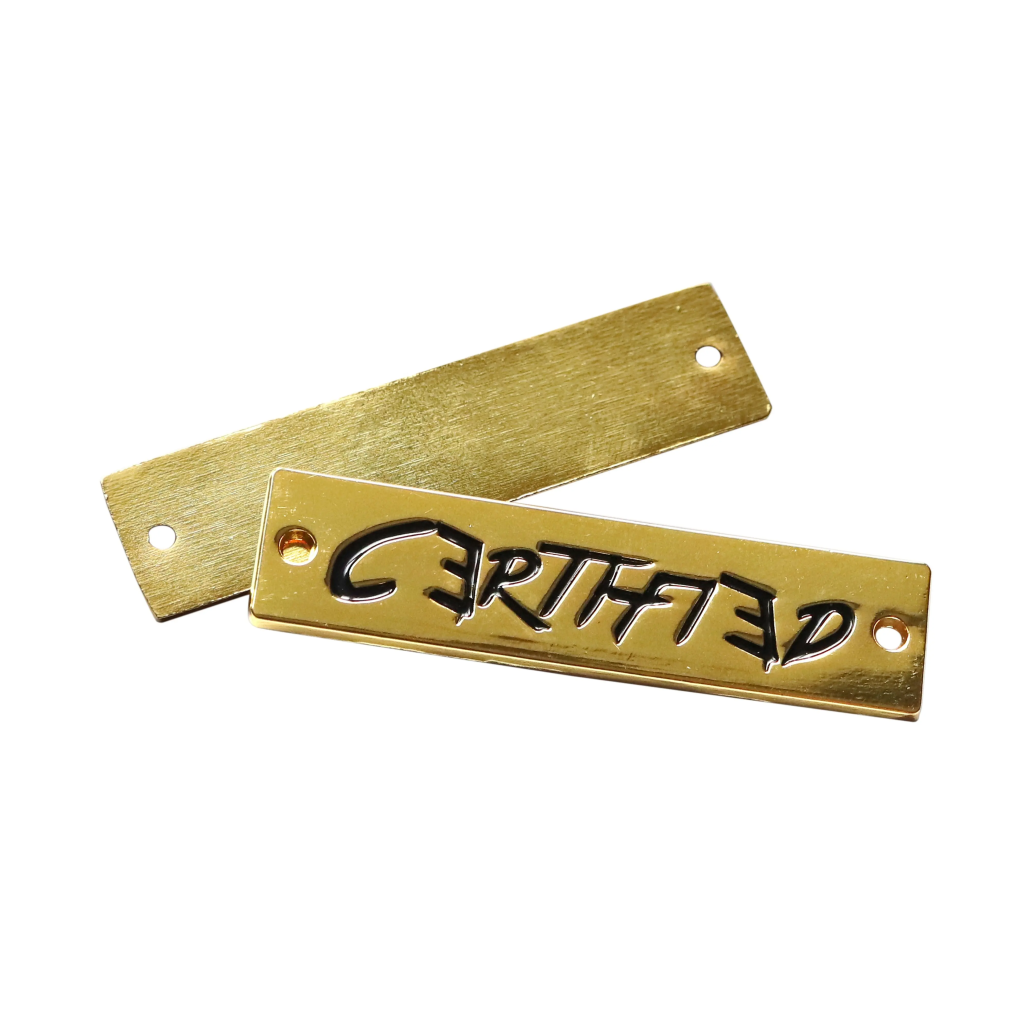 Black lettering with gold metal patch - Patch Manufacturers, Custom Embroidery Patch ...